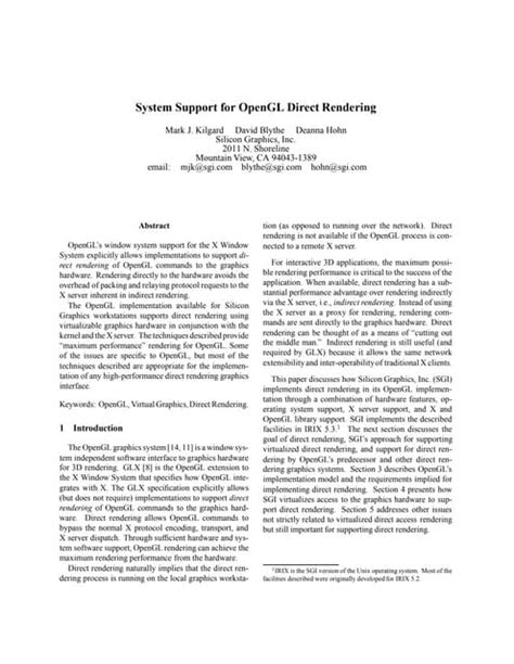 System Support For Opengl Direct Rendering Pdf
