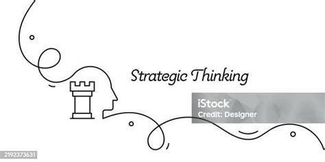 Strategic Thinking 아이콘의 하나의 연속 선 그리기 단일 라인 벡터 일러스트 레이 션 0명에 대한 스톡 벡터 아트