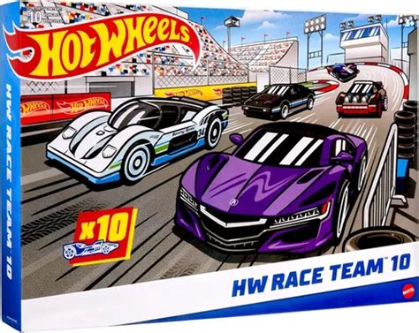 Kit De 10 Autos De Carreras De Hotwheels Hw Race Team 10 Color Negro