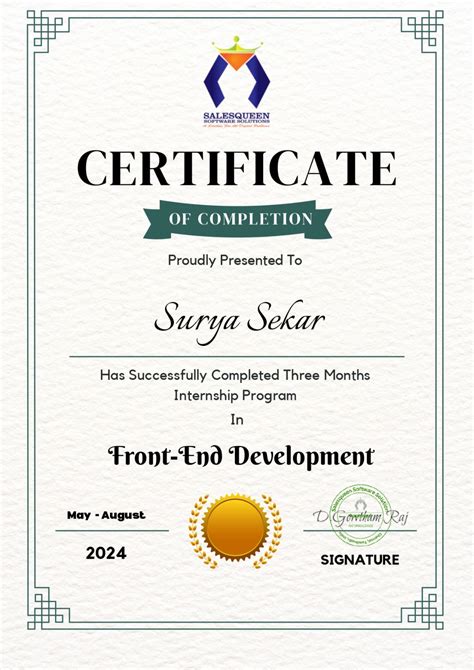 Internship Webdevelopment Techjourney Salesqueen Growthmindset