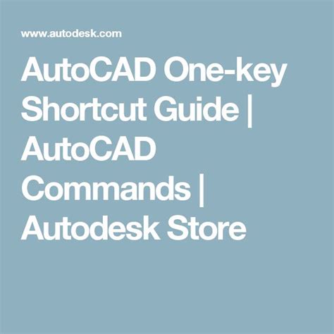 The Autocad One Key Shortcut Guide For Autocad Commands And Autodesk Store