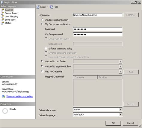 Sw Dev Notes Create Ms Sql Account