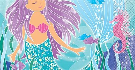 Χαρτοπετσέτες Γοργόνες Mermaid Λιλά 20 τεμ