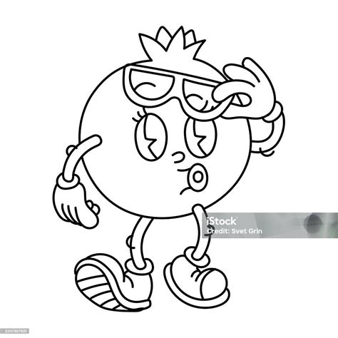 복고풍 그루비 석류 과일 윤곽 재미있는 만화책 캐릭터와 안경을 쓴 장갑을 낀 손이 있는 복고풍 만화 스티커 얼굴에 감정이 담긴 과일 시원한 과일 쿨 Y2k 70년대 60년대