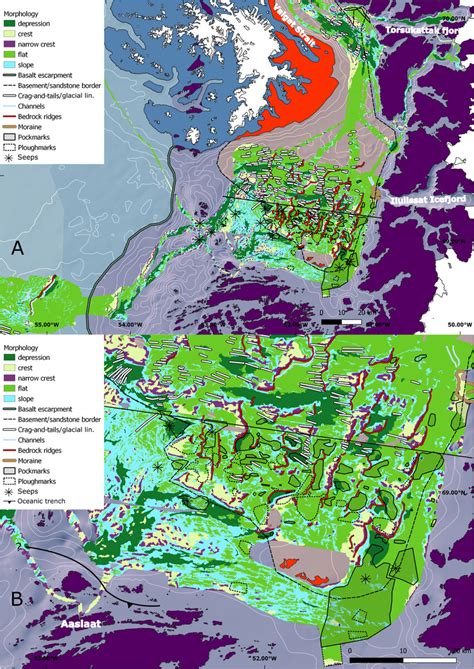 morphological map with interpreted geomorphic features following