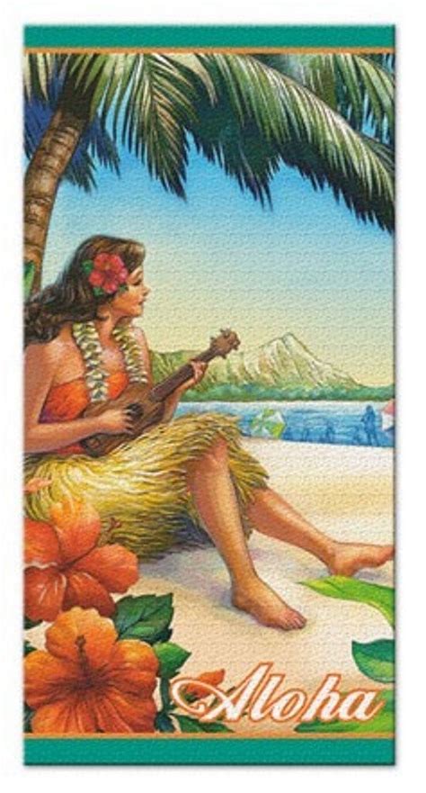 Hawaiian 60 X 30 Vintage Hula Girl Beach Towel 1 Each