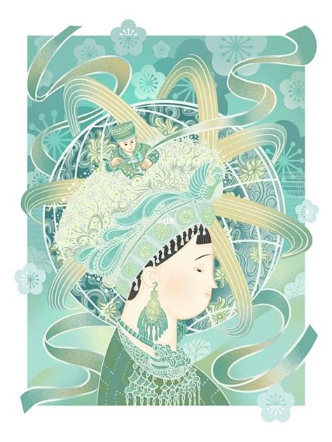 国潮插画非遗传承 苗族银饰技艺 插画为展示郴州丰富多彩独具特色的非物质文化遗产资源宣传郴州非物质文化遗产保护与传承工作成果推动郴州