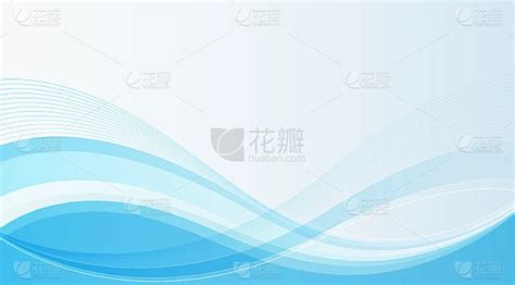 抽象的蓝色和白色波浪背景。现代简单透明的流动波浪线矢量图形设计。光滑的波浪旗帜模板。适合海报，小册子素材 花瓣网