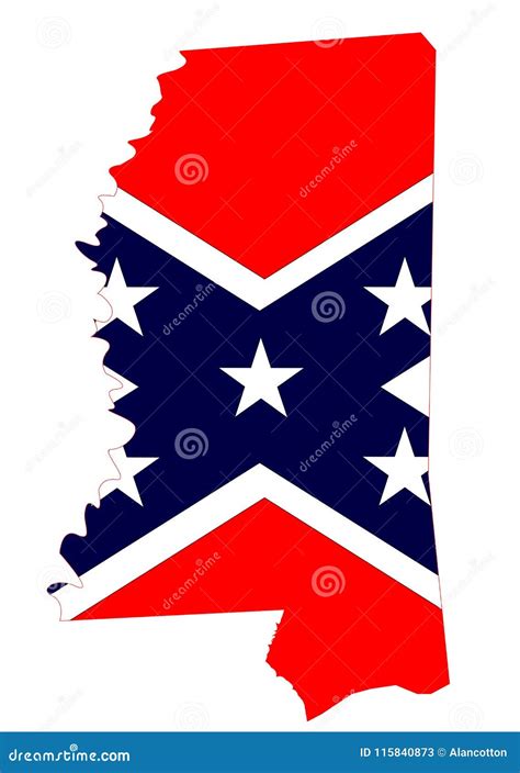 Mississippi Map And Confederate Flag Stock Vector Illustration Of