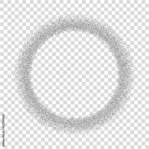 Silver Circle Glitter Frame Confetti Dots Round White Transparent