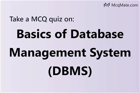 Basics Of Database Management System Dbms Online Practice Test