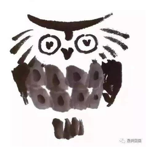 国画教程猫头鹰画法步骤 合作 背景 点画