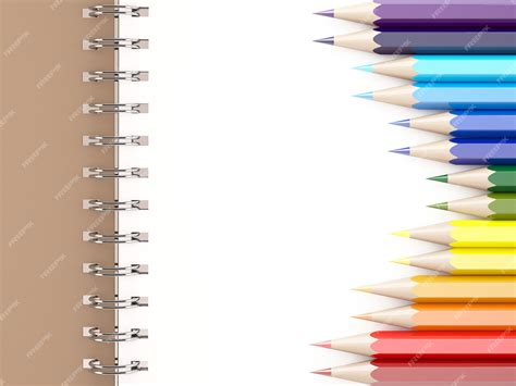 Premium Photo 3d Rendering Of Color Pencils On Notebook