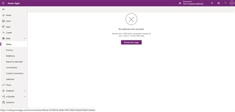 Power Apps Unknown Error Occured Rpowerapps