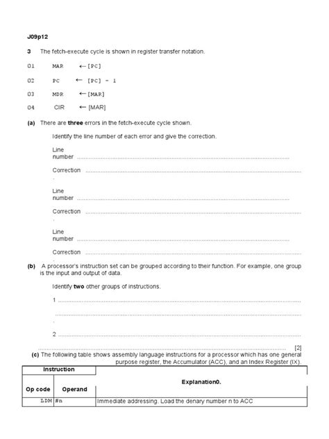 Processor Fundamentals Questions Pdf Central Processing Unit Computer Data Storage