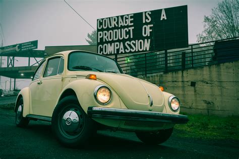 Red Volkswagen Beetle Parked At Road Side Near Pedestrian Lane · Free