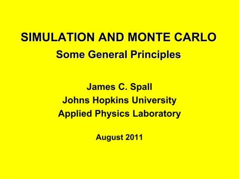 Simulation And Monte Carlo Some General Principles Ppt Free Download