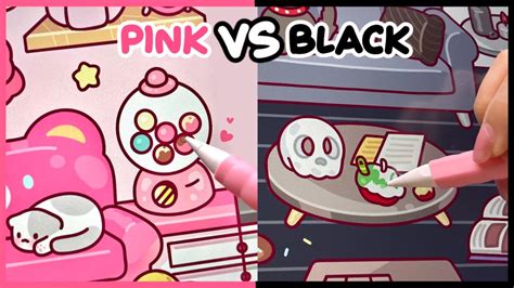 Eng Asmr 웬즈데이 핑크 방 Vs 블랙 방 💖🖤 아기자기 방 그리기 사각사각 톡톡 드로잉 마음에 드는 방 고르기 💓 Youtube