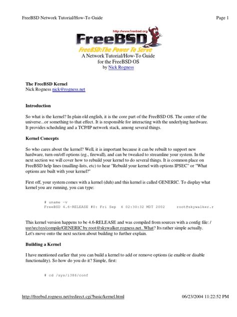 a network tutorial how to guide for the freebsd os nick rogness pdf kernel operating