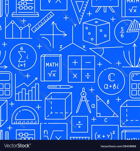 Seamless Pattern With Math Symbols In Line Style Vector Image
