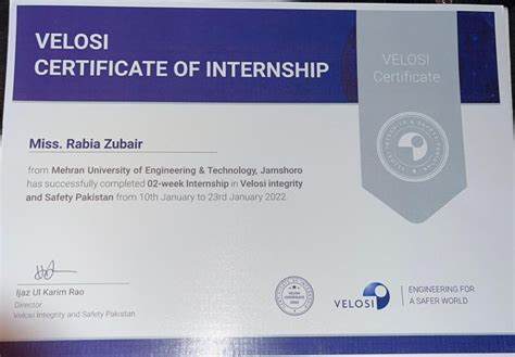Shehrin Nadeem On Linkedin Internship Velosi Muet University
