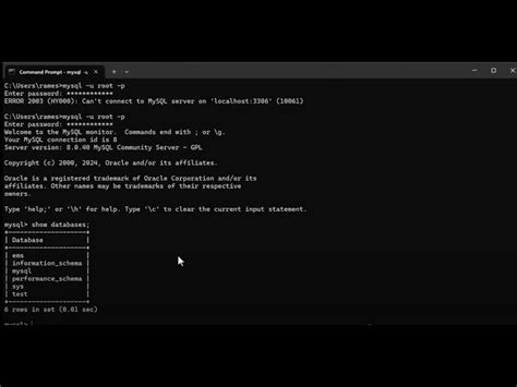 Using Mysql From Command Prompt Cmd Youtube