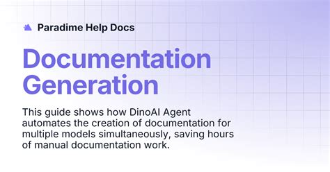 Documentation Generation Paradime Help Docs