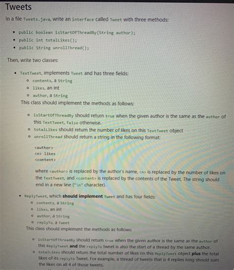 Tweets In A File Tweetsjava Write An Interface