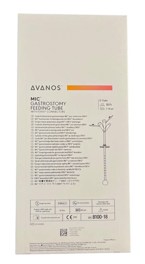 Avanos Standard Mic Gastrostomy Feeding Tube Range Enfit Medisa