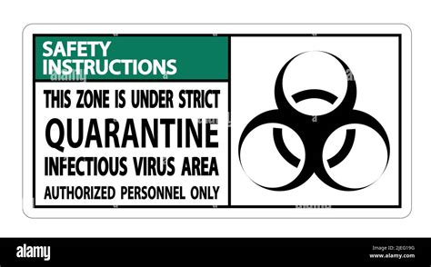 Safety Instructions Quarantine Infectious Virus Area Sign Isolate On White Background Vector