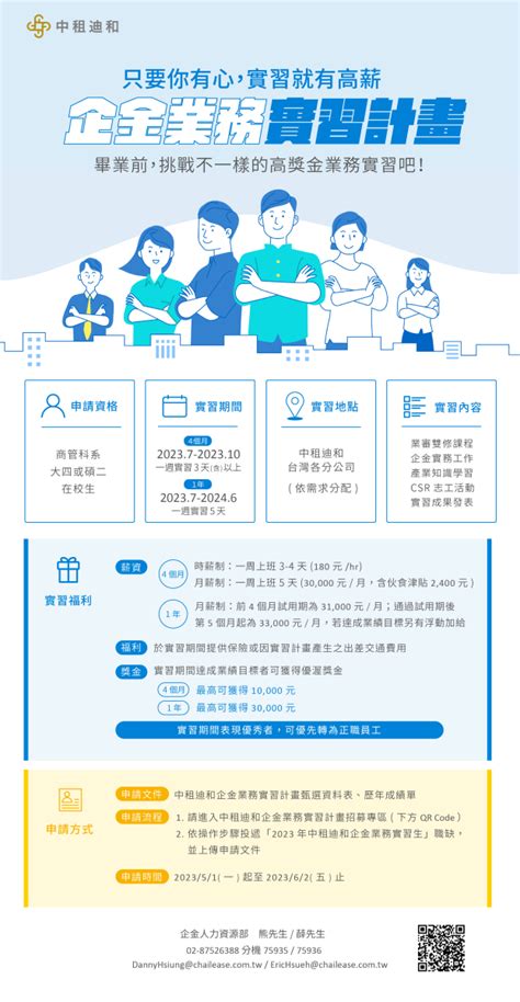 附件檔案 20230320實習計畫介紹 7 10月 一年期 pdf 附件檔案 中租迪和企金實習計畫甄選資料表 2023 無學期制 doc