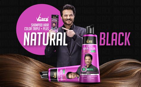 Buy Vcare Triple Plus Hair Color Shampoo Black 180ml 19 Minutes