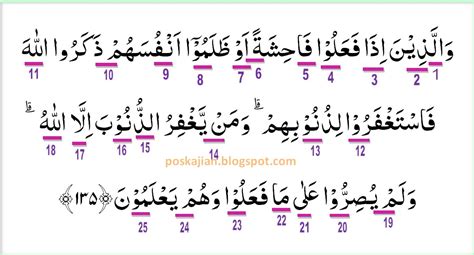 Aturan Tajwid Al Quran Surat Ali Imran Ayat 135 Lengkap Dengan