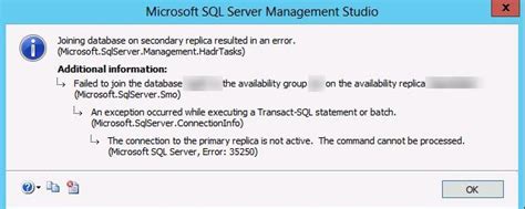 Sql Server Fix Msg 35250 Level 16 State 7 The Connection To The Primary Replica Is Not