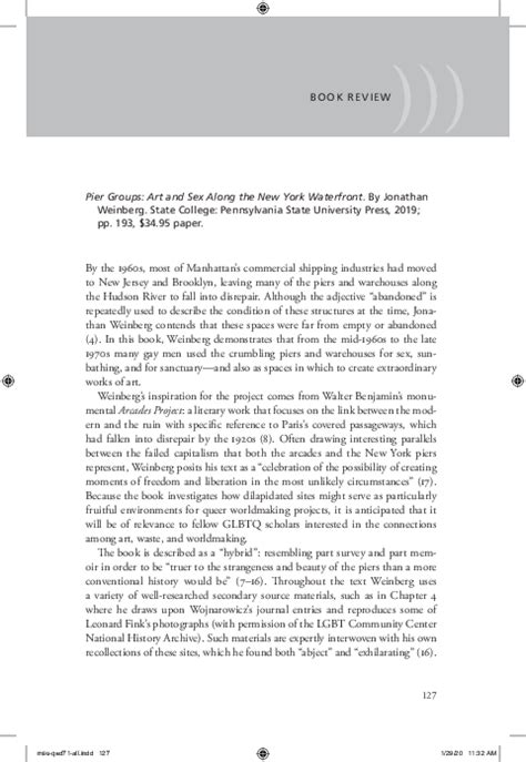Pdf Book Review Of Pier Groups Art And Sex Along The New York