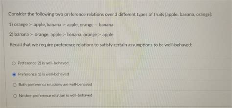 solved consider the following two preference relations over