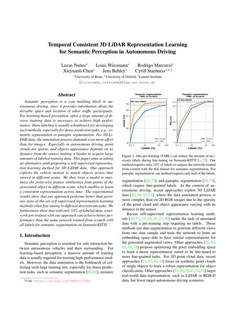 (PDF) Temporal Consistent 3D LiDAR Representation Learning for Semantic Perception in Autonomous ...