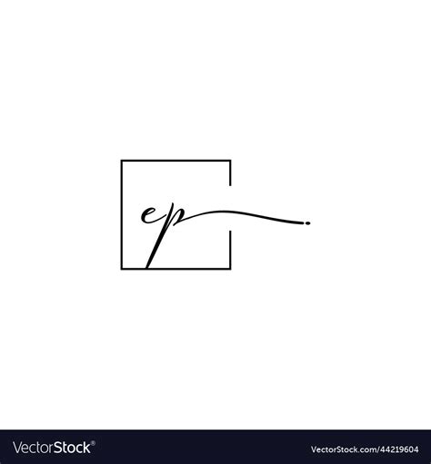 Ep Signature Square Logo Initial Concept Vector Image