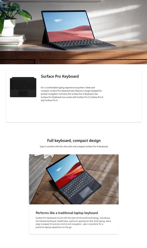 Microsoft Surface Pro X Keyboard No Pen Pen Slot Black