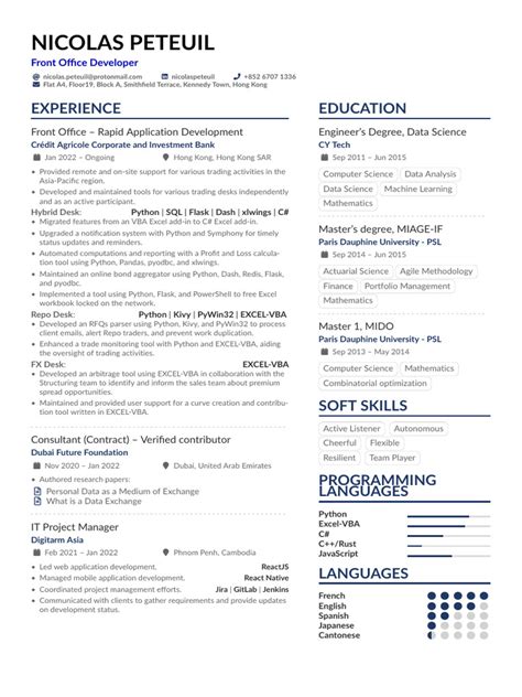 Nicolas Peteuil Cv Pdf Microsoft Excel Python Programming