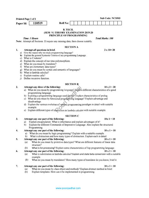 Principle Of Programming Ncs503 Pdf