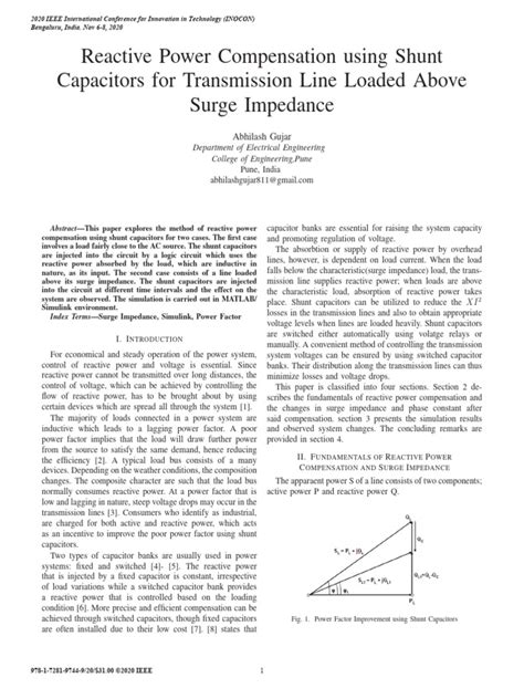 Reactive Power Compensation Using Shunt Capacitors For Transmission