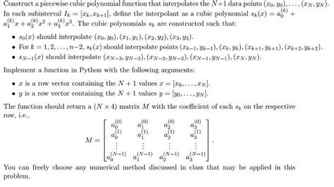 solved 2 x a2 construct a piecewise cubic polynomial