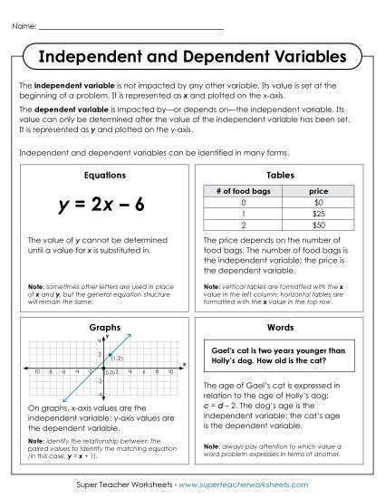 Dependent And Independent Variable Worksheet Chase Calvachee Expe