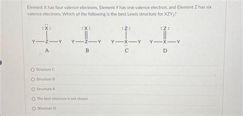 Solved Element X Has Four Valence Electrons Element Y Has Chegg Com