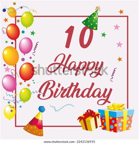 10th Happy Birthday Cursive Lettering Postcard Stock Illustration