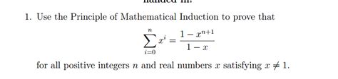 Discrete Mathematics Proof By Induction Sum 0 Nx I 1 X N 1 1