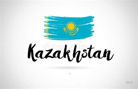 Kazakhstan Country Flag Concept With Grunge Design Icon Logo Stock