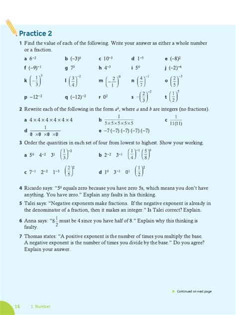 Practice 2 Pdf Exponentiation Numbers