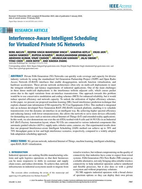 Interference Awareintelligentschedulingforvirtualizedprivate5g